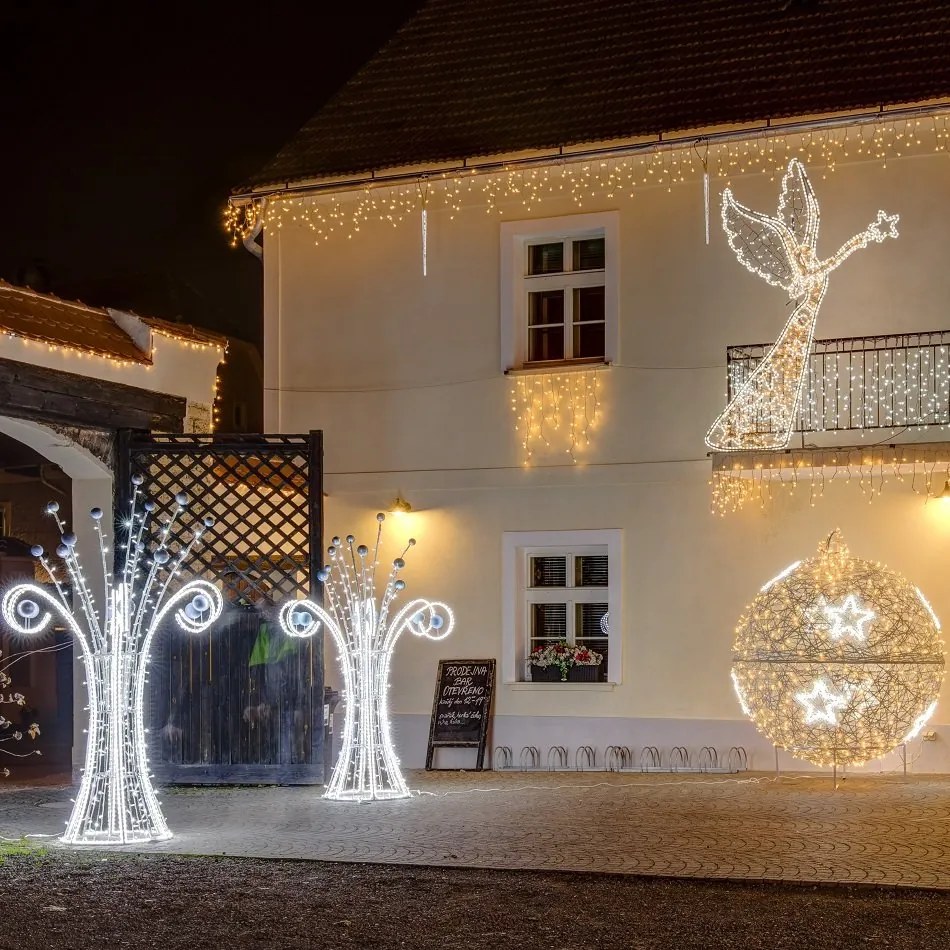 LED tekoucí světlo, 6 m, ledově bílá, 96 diod, čirý kabel IP44, 24V