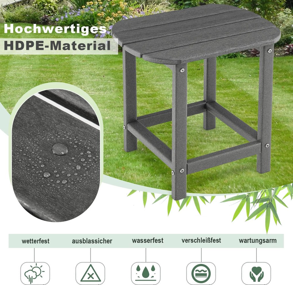 Costway Sada 2 odkládacích stolků z HDPE, zahradní stůl Adirondack odolný proti