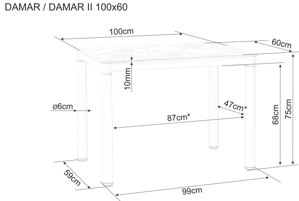 Černý jídelní stůl DAMAR 100x60 cm, dekor dub artisan