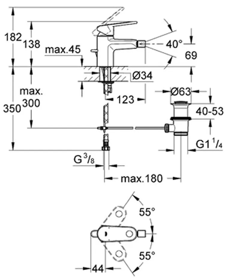 Grohe Europlus - Páková bidetová baterie, chrom 33241002