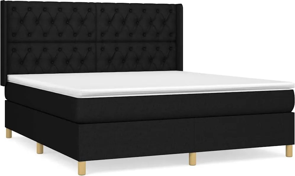 Box spring postel s matrací černá 160x200 cm textil 3132243