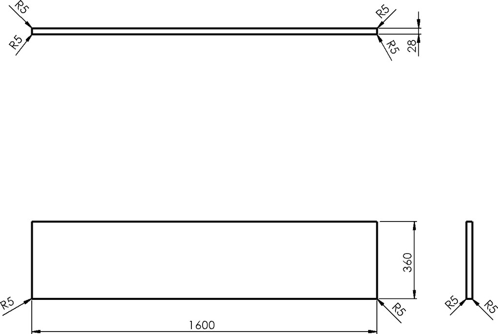 Sapho WOODY deska 1600 x 28 x 360 mm masiv přírodní dub WD166-70