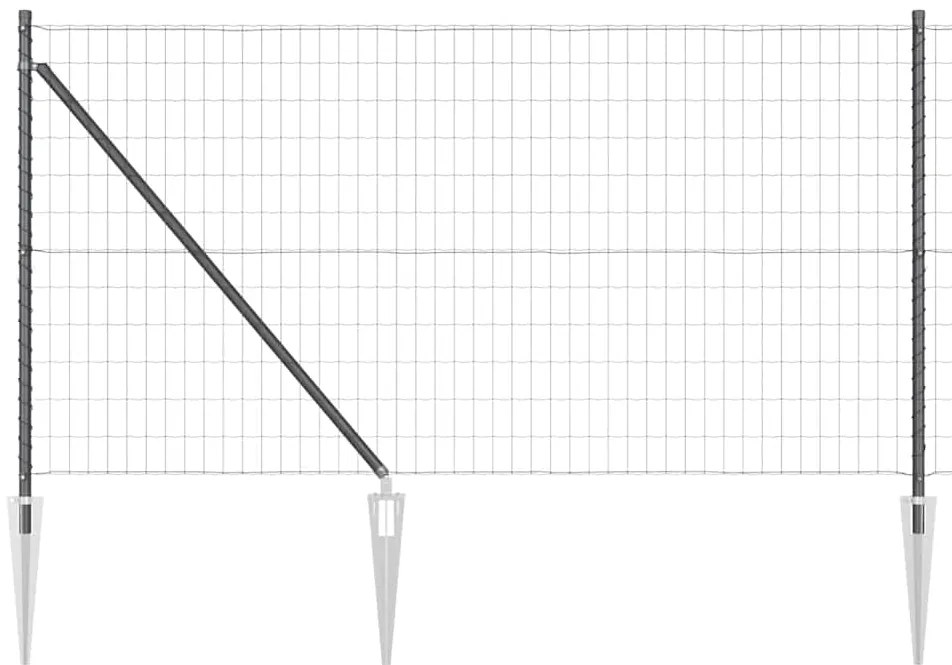 Evropský plot se hroty 25 x 1 m Ocel potažená PVC Šedá Síťovina 3350679