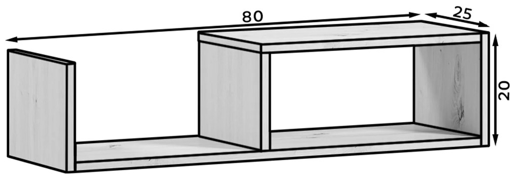Eltap Designová nástěnná police Vellia 80 Černá