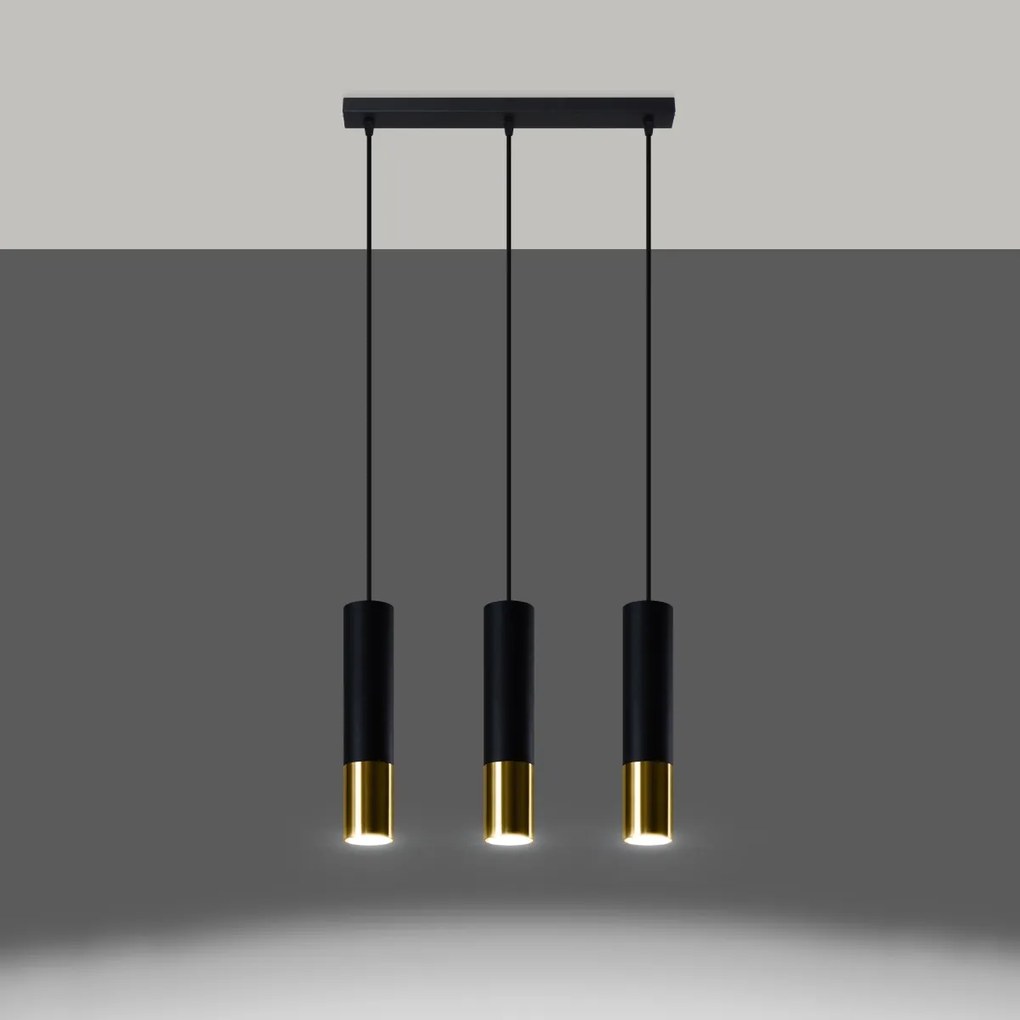 Sollux Lighting Závěsné svítidlo LOOPEZ 3L černé/zlaté