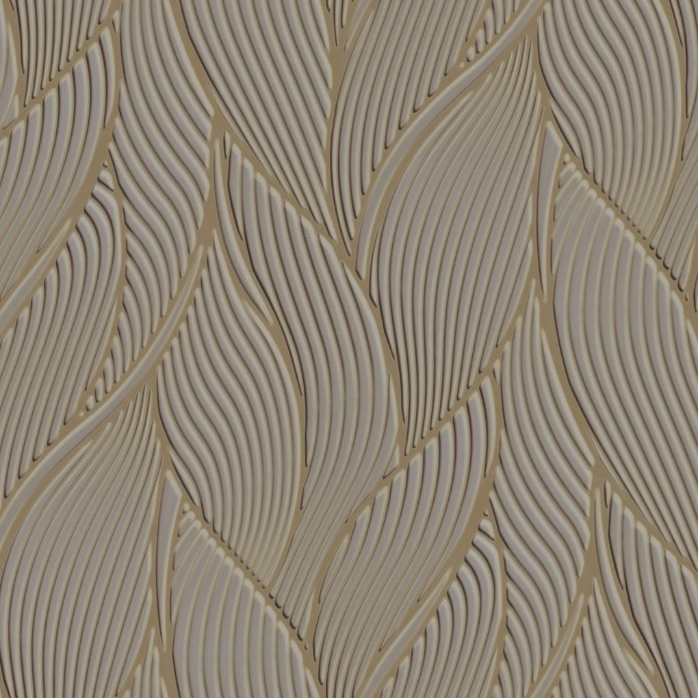 Luxusní hnědo-zlatá vliesová tapeta na zeď, listy,  Z18901, Trussardi 7, Zambaiti Parati