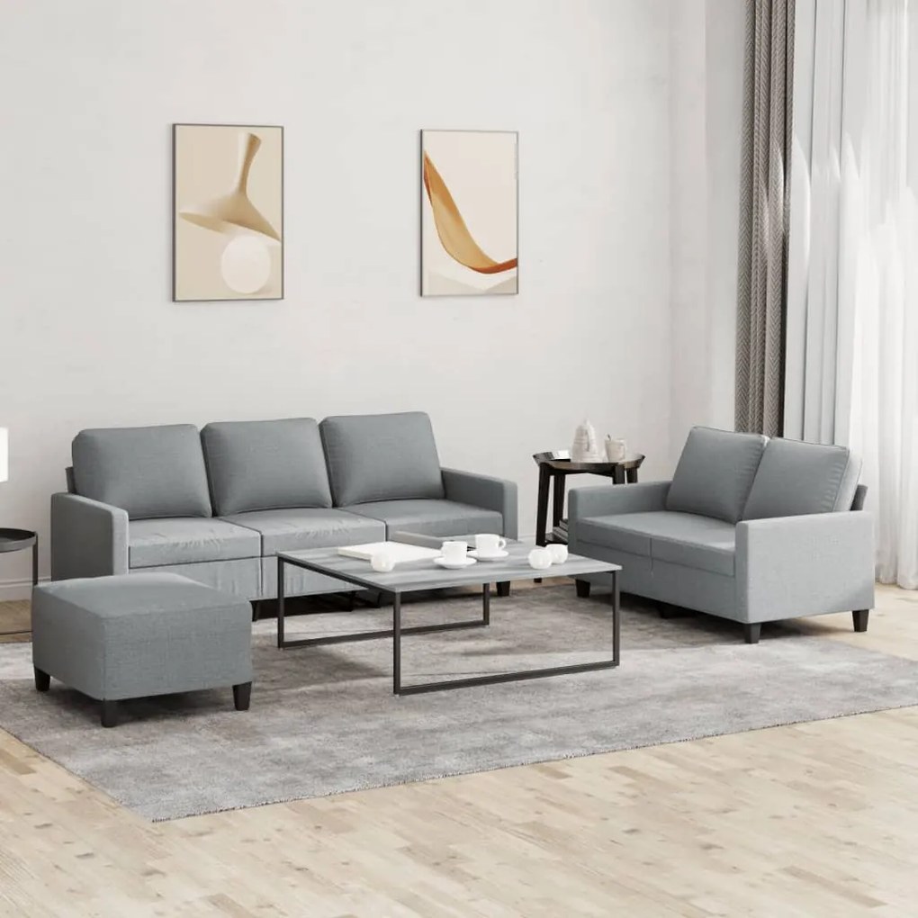 3dílná sedací souprava s poduškami světle šedá textil 3201468