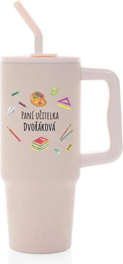 Personalizovaná nerezová termoska s barevným víčkem pro paní učitelku/pana učitele (pomůcky)