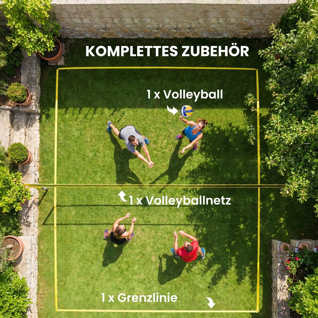 SPORTNOW sada pro badminton a volejbal – nastavitelná síť s výškově nastavitelnými ocelovými tyčemi, přenosný set s míčem a taškou (do interiéru i ve…