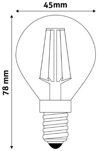 Prémiová retro LED žárovka E14 6W 806lm G45 teplá, filament, ekv. 60W, 3 roky