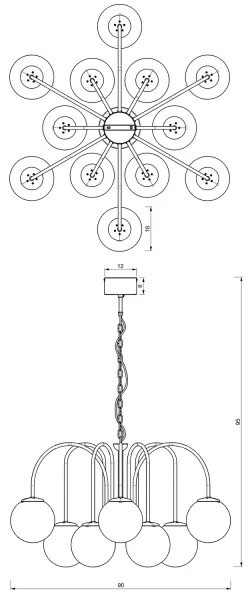 Lustr na řetězu CAMBRIDGE 12xE14/60W/230V černá