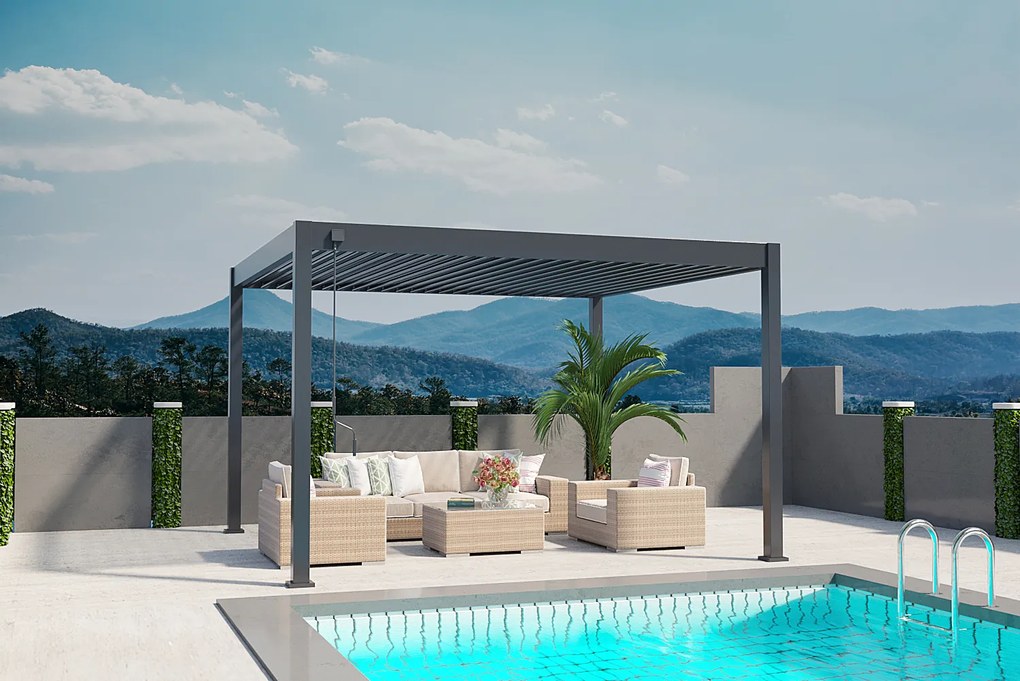 Outdoor Creations Hliníková pergola s lamelami ORION 300x400cm 4 stojky Barva: Bílá RAL 9016