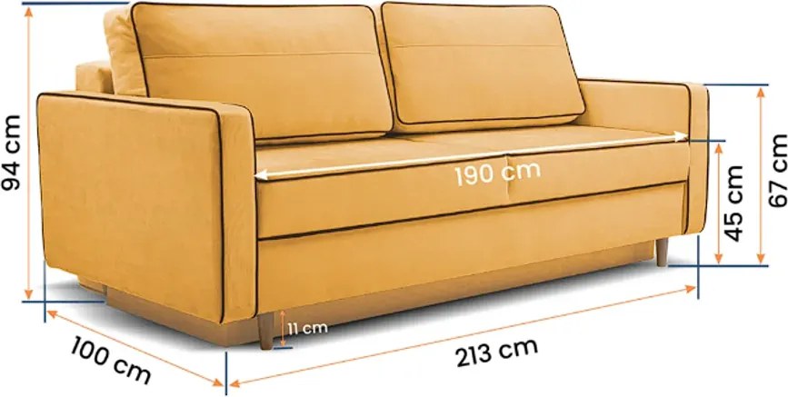 IDZ Rozkládací pohovka FASTA, 213 cm Barva látky: Kávová (Paros 03)