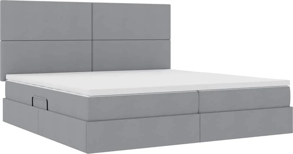 Postel s úložným prostorem a matrací Světle šedá 200 x 200 cm 3371739