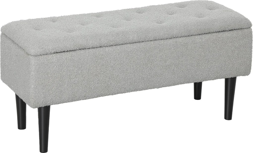 HOMCOM Skládací Lavice s Úložným Prostorem, Čalouněná Lavice s Potahem z Velvetu, Hnědá, 95 x 38 x 45 cm | Aosom