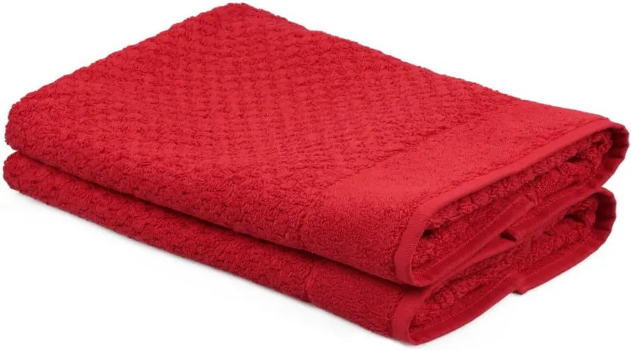 Sada 2 červených ručníků ze 100% bavlny Mosley, 50 x 80 cm