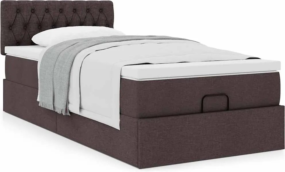 Osmanský postel s matrací tmavě šedá 90x200 cm textil 3311514