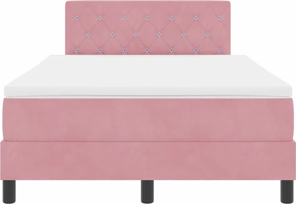Postel s boxspringem s matrací s čelo Růžová 120 x 200 cm samet 3339103
