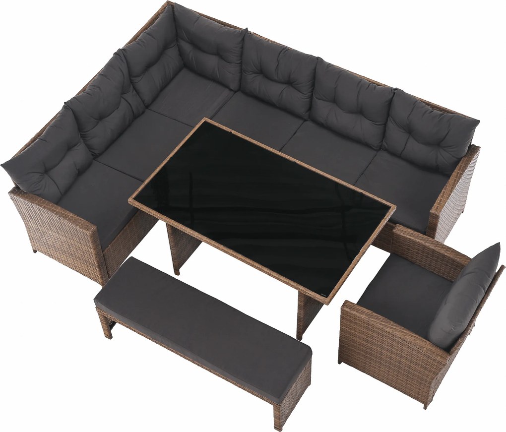 Zahradní ratanový set, šedohnědá/světle hnědá, SAGIR