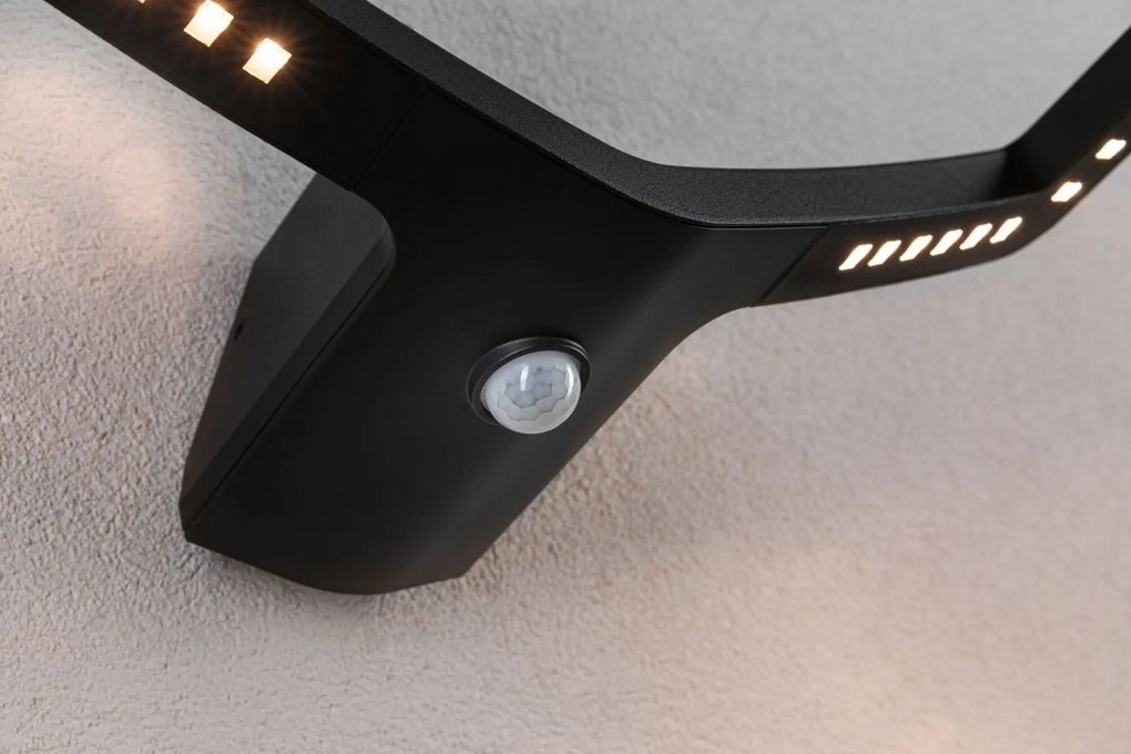 P 94791 LED venkovní nástěnné svítidlo Smart Home Zigbee 3.0 Alara pohybové čidlo IP44 hranaté 375x270mm 3000 - 2200K 10W 230V antracit kov - PAULMANN