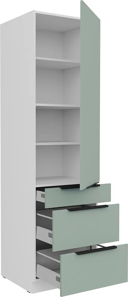ARIA sb | vysoká skříňka 60 DKS-210 3S1F potravinová | UNI DVÍŘKA | 60 cm | PREMIUM BOX | bílá/aquamarine