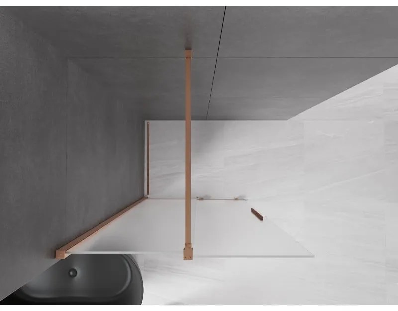 Mexen Velar, sprchová zástěna s posuvnými dveřmi Walk-in 90 x 200 cm, 8mm sklo námraza, měděná matná, 871-090-000-33-65
