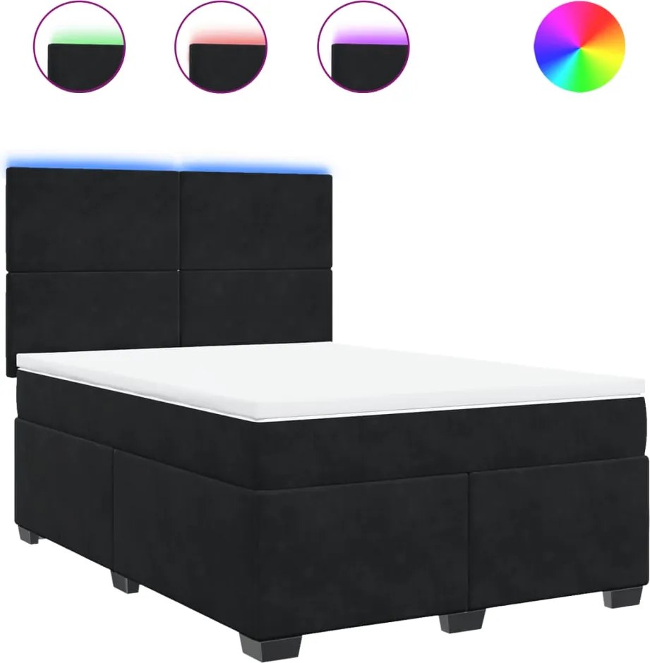 Box spring postel s matrací černá 140x200 cm samet 3293226