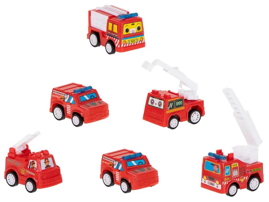 KIK Sada auta hasiči 6ks, červená, KX7290
