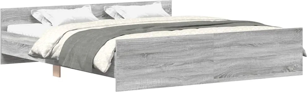 Rám postele s hlavovým a nožním čelem šedý sonoma 200 x 200 cm 3203738