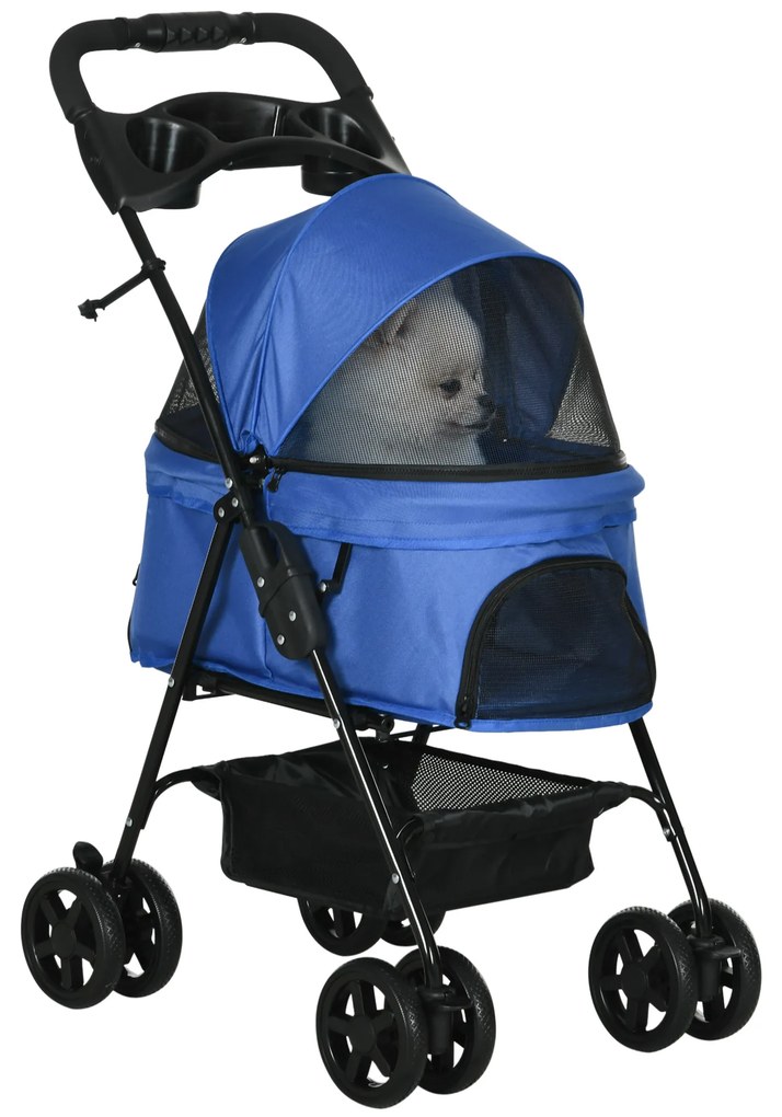 PawHut kočárek pro psy se skládací funkcí Kočárek pro malé psy a kočky kočárek pro kočky Oxford Blue 67 x 45 x 96 cm