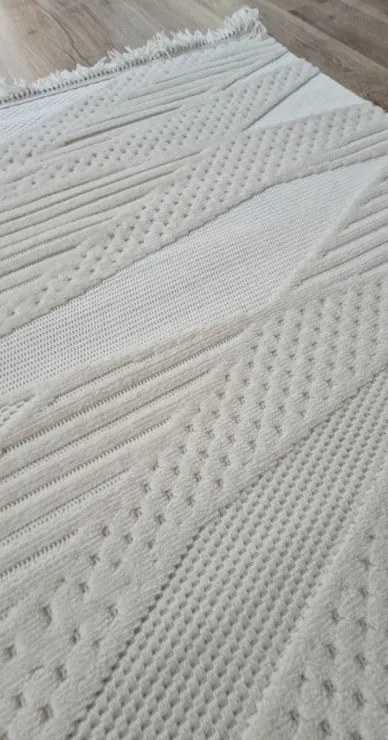 HU Krémově béžový moderní koberec TWIST CREAM 30629A Rozměr: 60x100 cm