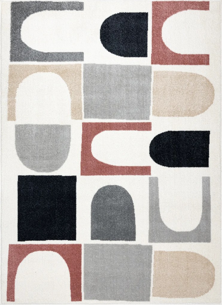 Dywany Łuszczów, Kusový koberec Fusion 0213 white/dark pink, 200x290, vícebarevná, kancelář