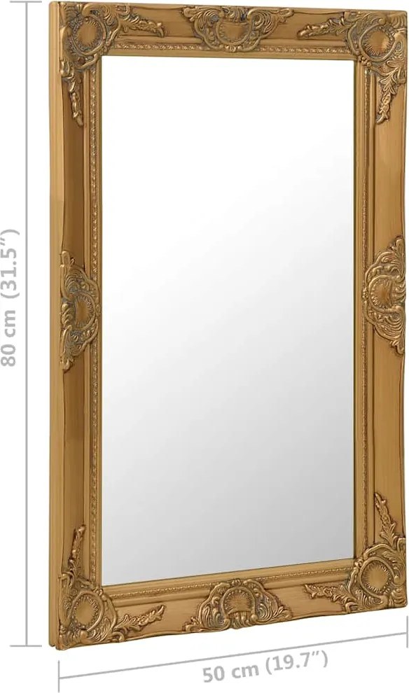 Nástěnné zrcadlo barokní styl 50 x 80 cm zlaté 320321