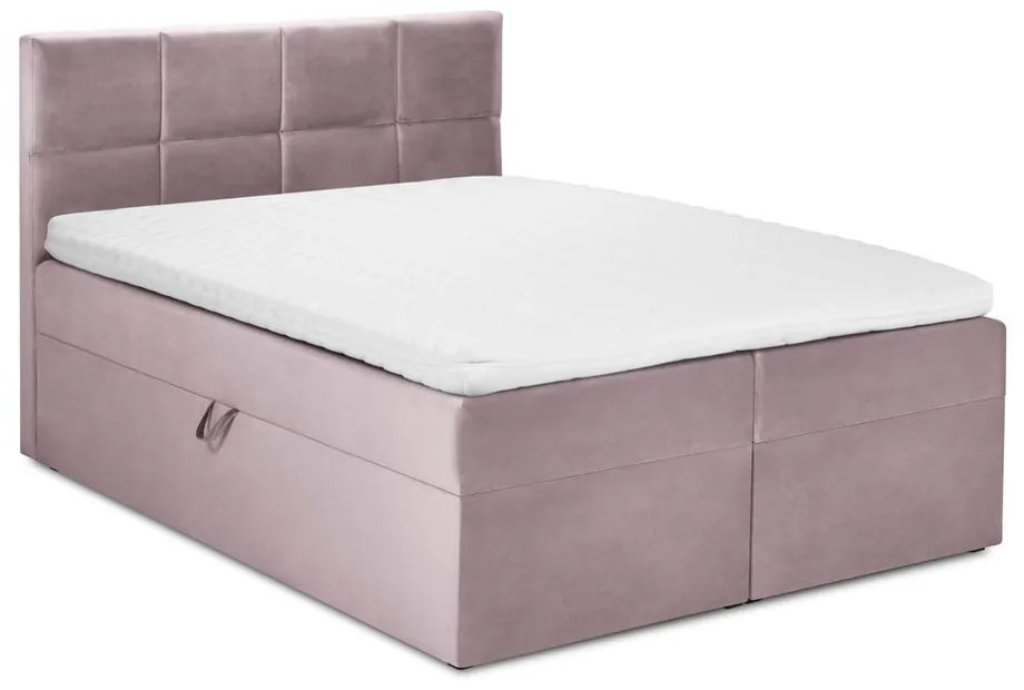 Růžová sametová dvoulůžková postel Mazzini Beds Mimicry, 200 x 200 cm