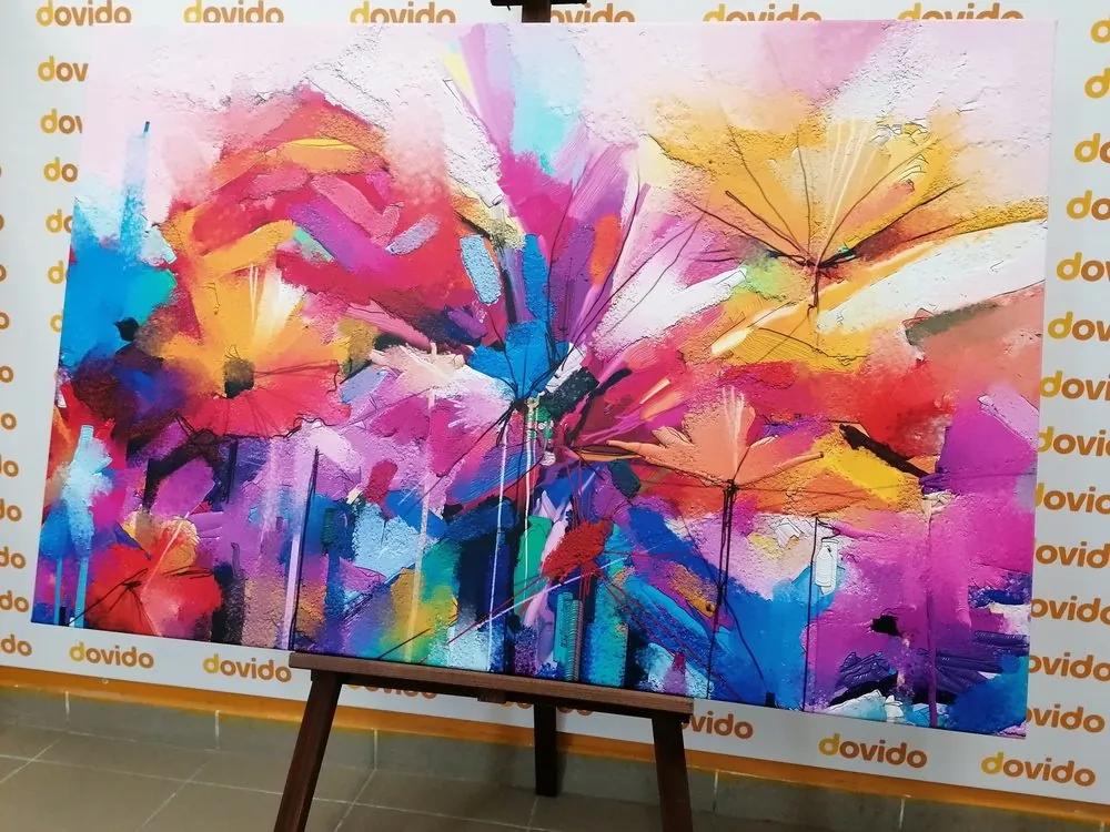 Obraz abstraktní barevné květy - 120x80 cm