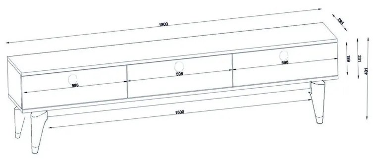 TV stolek BUSE 180 cm ořech/bílý