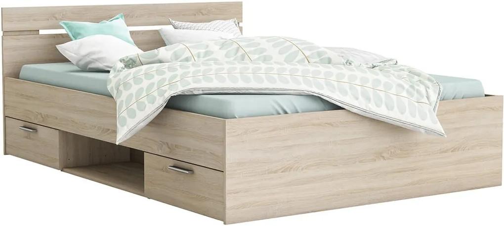 Multifunkční postel s úložným prostorem Michigan 140x200, lamino, dub kronberg