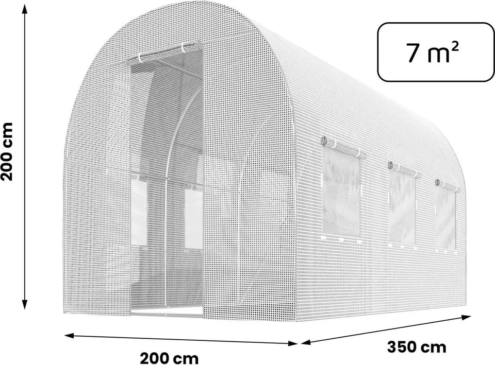Zahradní skleník 2 x 3,5 m (7 m2) bílý Plonos