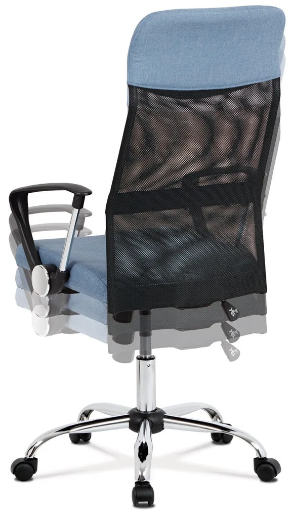 Kancelářská židle KA-E301 BLUE, látka modrá, síťovina černá