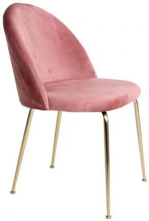 Set 2ks jídelních židlí GENEVE + stůl BOLZANO ø90x105cm,růžová, mosaz House Nordic SET1001250