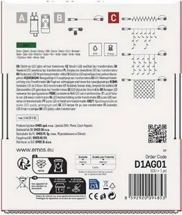 Propojovací vánoční řetěz bez zdroje EMOS Connecting D1AG01 ZY1927 100LED 10m zelená