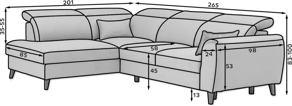 Světle hnědá sametová rozkládací/s úložným prostorem rohová pohovka (levý roh/do L) Noble – ELTAP