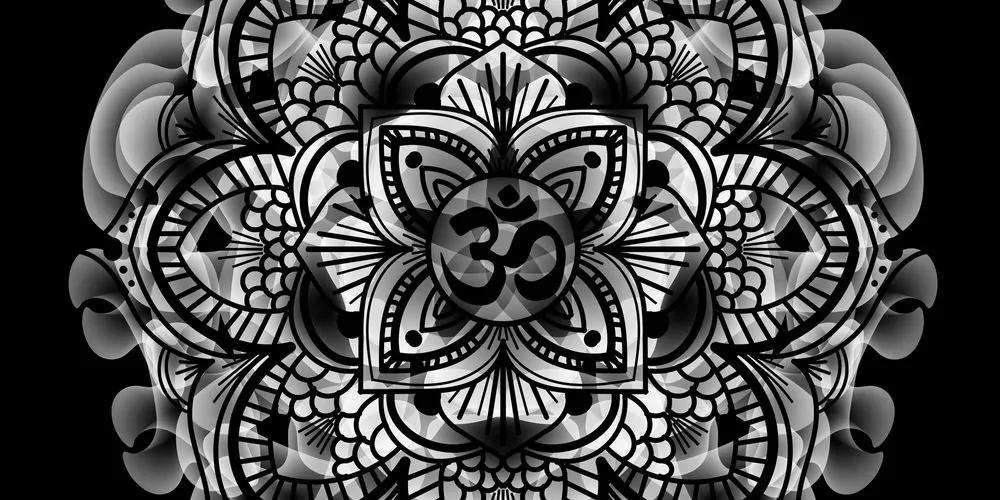 Obraz Mandala zdraví v černobílém provedení - 100x50 cm