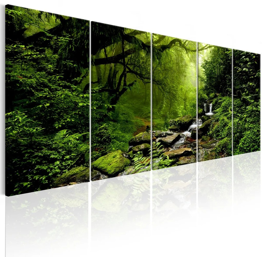 Pětidílný obraz - lesní říčka (150x60 cm) - Murando DeLuxe