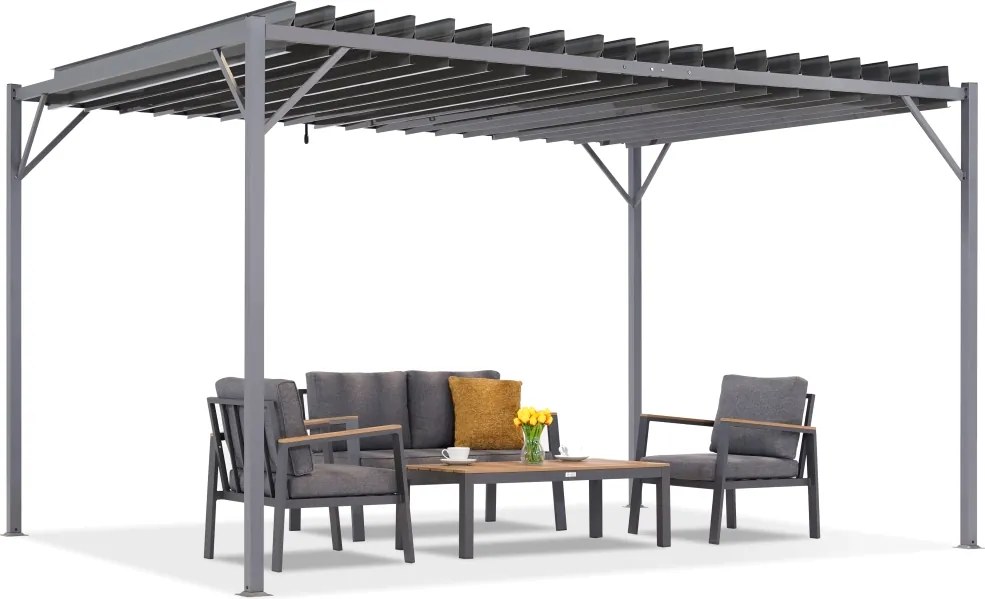 Antracitová pergola Tasos 3x4 m s moskytiérou Garden Point