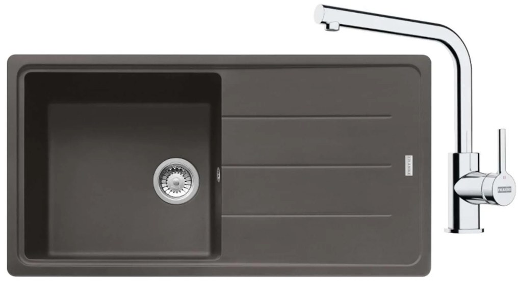 Franke - Kuchyňský set G264ŠB, fragranitový dřez BFG 611 a baterie FS 3230.031, šedá břidlice/chrom 114.0720.164