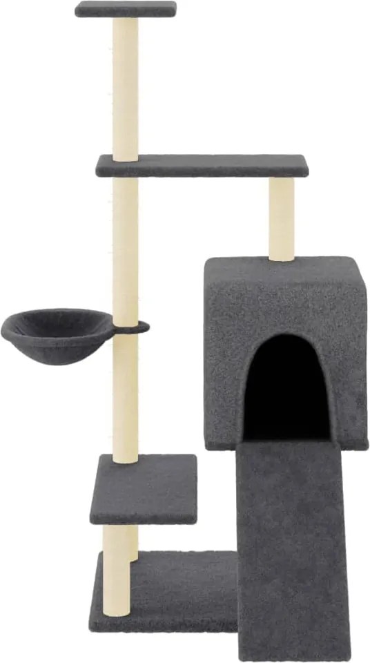 Škrabadlo pro kočky se sisalovými sloupky tmavě šedé 130,5 cm 172042