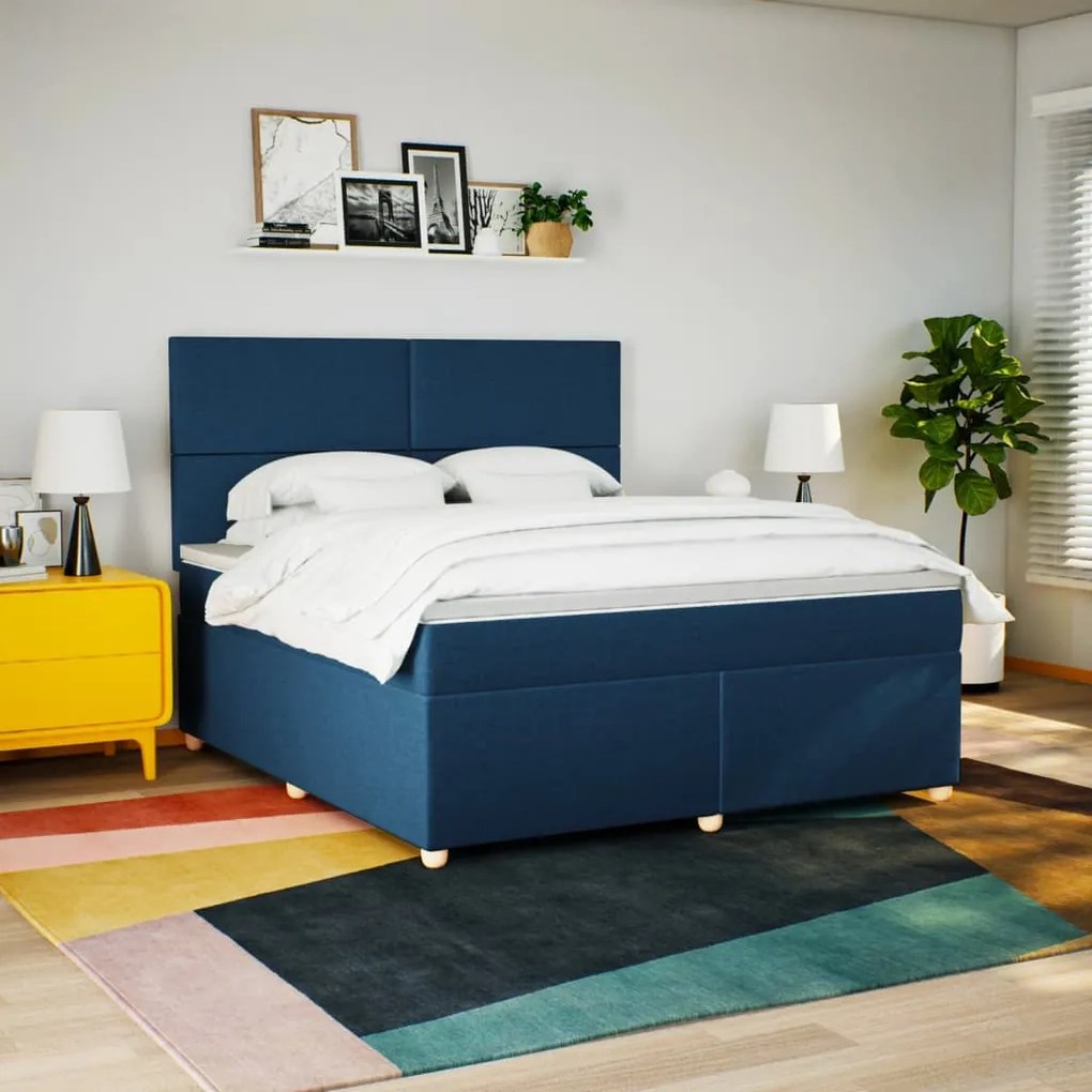 Box spring postel s matrací modrá 180x200 cm textil 3293658