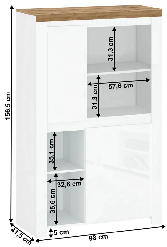 Skříňka VILGO 2D, lesklá bílá