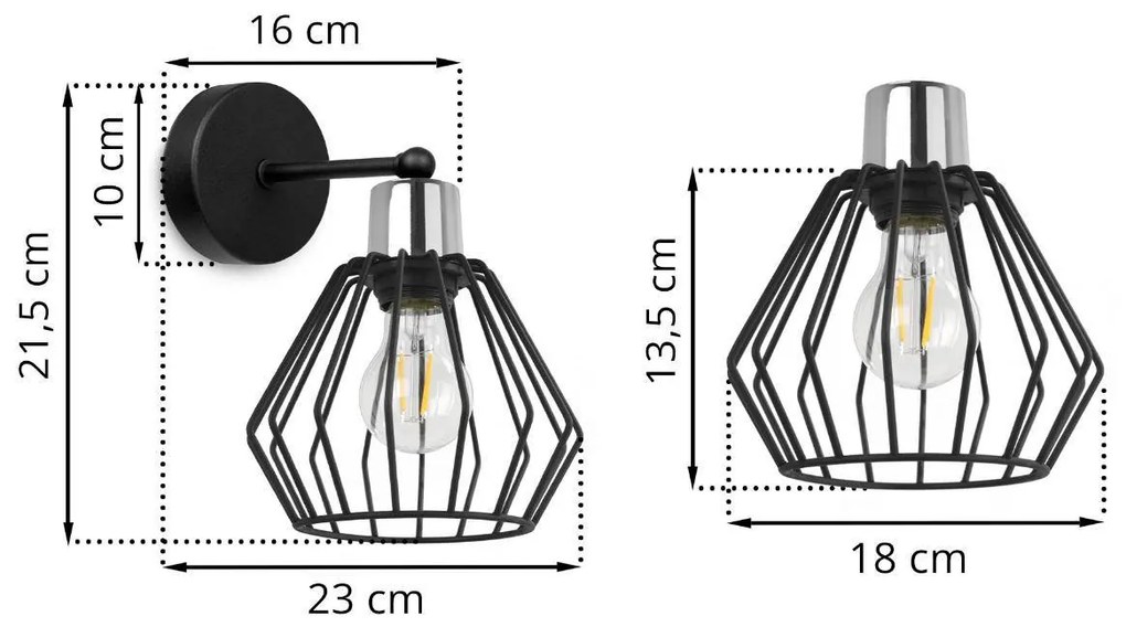 Nástěnné svítidlo Nuvola 4, 1x černé drátěné stínítko,